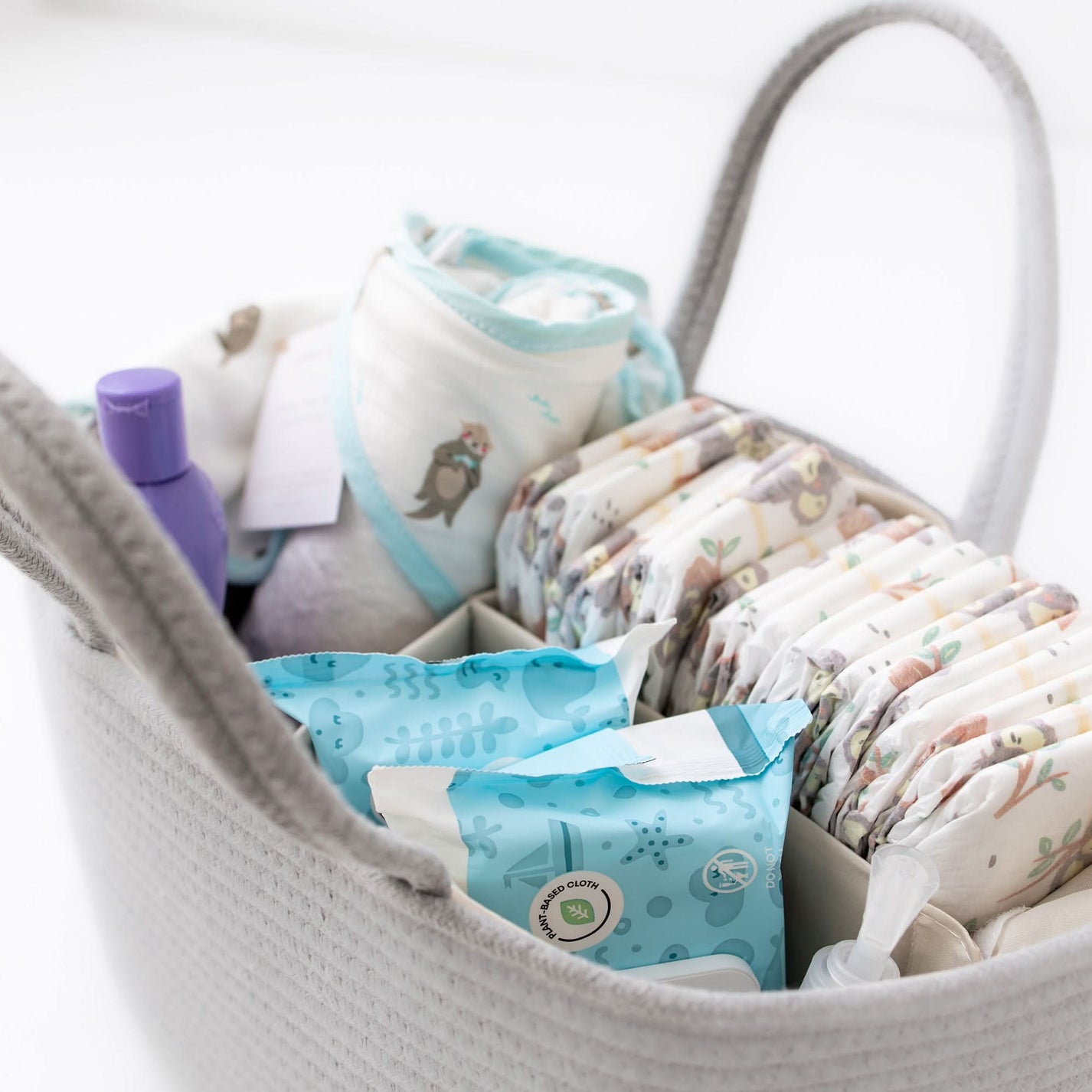 Bamboo Little Diaper Caddy | Gray
